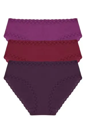 Natori Bliss 3-pack Cotton Blend Briefs Verbena/dark Cherry
