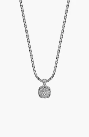 John Hardy Sterling Chain Necklace With Diamond Pendant - Silver