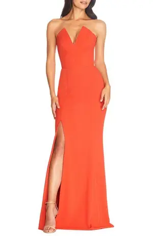Dress The Population Fernanda Strapless Gown - Poppy