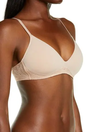 ON GOSSAMER Sleek & Lace Wireless Lift Bra - Champagne