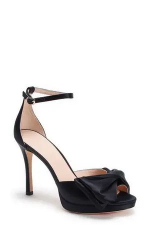 Kate Spade New York Bow Ankle Strap Sandal - Black Fabric