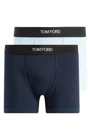 TOM FORD 2-pack Cotton Jersey Boxer Briefs Artic Blue / Navy