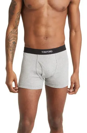 TOM FORD 2-pack Cotton Jersey Boxer Briefs Black/ Grey