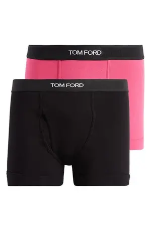 TOM FORD 2-pack Cotton Jersey Boxer Briefs Black/hot Pink