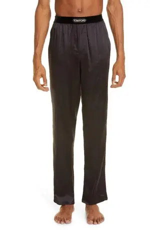 TOM FORD Stretch Silk Pajama Pants Dark Brown