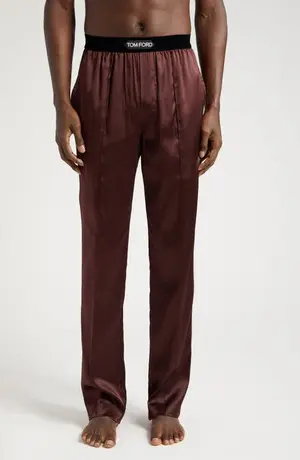 TOM FORD Stretch Silk Pajama Pants Mahagany