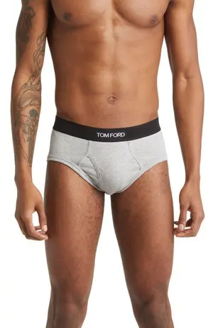 TOM FORD 2-pack Cotton Stretch Jersey Briefs Black/grey