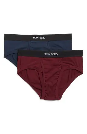 TOM FORD TOM FORD Cotton Stretch Jersey Briefs Burgundy/navy