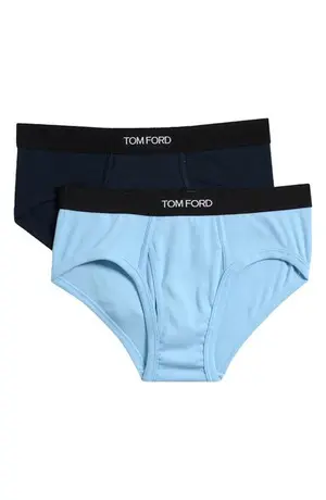 TOM FORD TOM FORD Cotton Stretch Jersey Briefs Navy/aqua