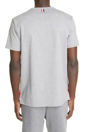 Thom Browne Stripe Trim Pocket T-shirt - Light Grey