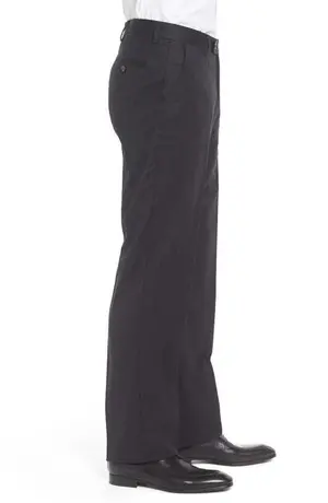 Berle Lightweight Flannel Classic Fit Trousers - Charcoal