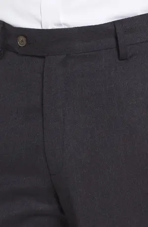 Berle Lightweight Flannel Classic Fit Trousers - Charcoal
