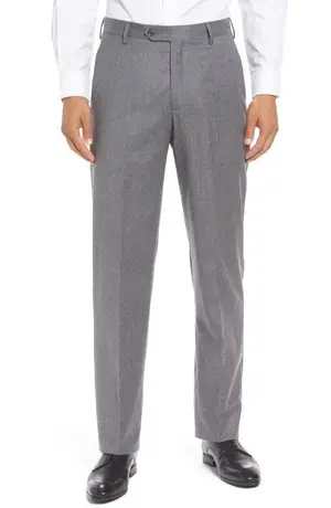 Berle Lightweight Flannel Classic Fit Trousers - Light Grey