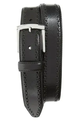 Johnston & Murphy Perforated Leather Belt - Black