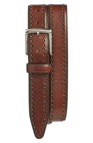 Johnston & Murphy Perforated Leather Belt - Mahogany