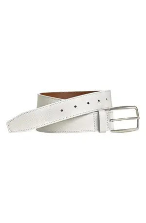 Johnston & Murphy Perforated Leather Belt - White