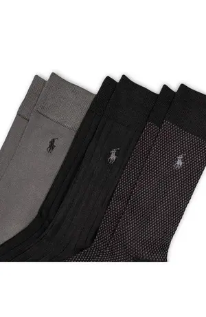 Polo Ralph Lauren Bird's Eye Socks 3 Pack - Black