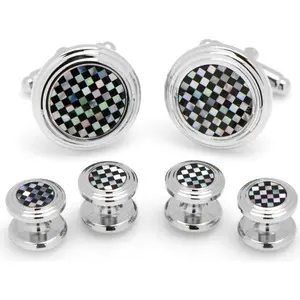 CUFFLINKS, INC. Onyx And Mother-of-pearl Cufflink And Stud Set - Black