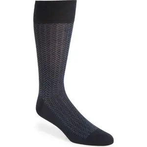 Cole Haan Geometric Dress Socks - Navy Stripe