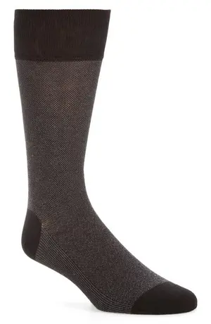 Cole Haan Piqué Texture Crew Socks - Black
