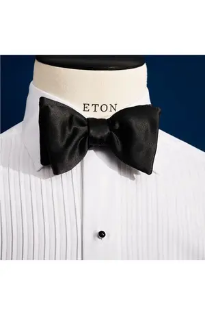 Eton Solid Silk Bow Tie - Black