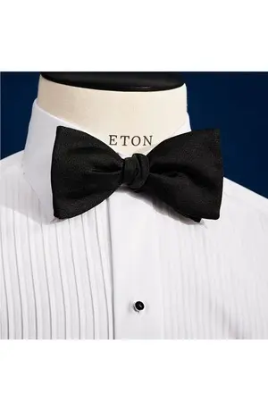 Eton Silk Grosgrain Bow Tie - Black