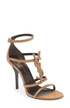 Saint Laurent Cassandra Logo Sandal - Gold Brown