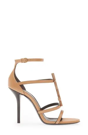 Saint Laurent Cassandra Logo Sandal - Gold Brown