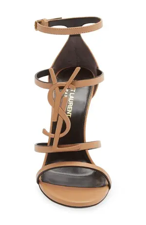 Saint Laurent Cassandra Logo Sandal - Gold Brown
