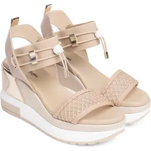 NEROGIARDINI Bungee Platform Wedge Sandal - Blush/gold