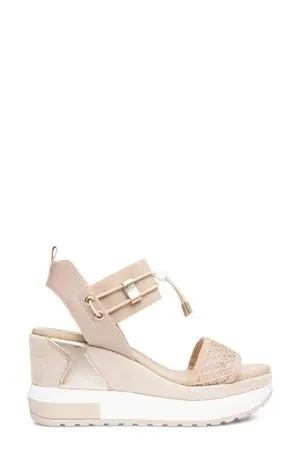 NEROGIARDINI Bungee Platform Wedge Sandal - Blush/gold