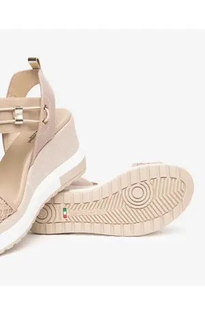 NEROGIARDINI Bungee Platform Wedge Sandal - Blush/gold