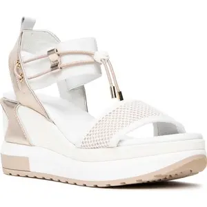 NEROGIARDINI Bungee Platform Wedge Sandal - White/gold