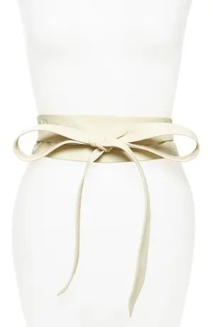 ADA Ada' Classic Leather Wrap Belt Cream
