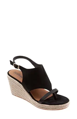 Softwalk Softwalk Hudson Espadrille Wedge Slingback Sandal Black Suede Leather