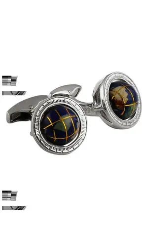 Tateossian Globe' Cuff Links - Navy