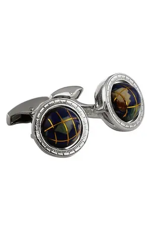 Tateossian Globe' Cuff Links - Navy