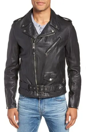 SCHOTT Hand Vintaged Cowhide Leather Moto Jacket