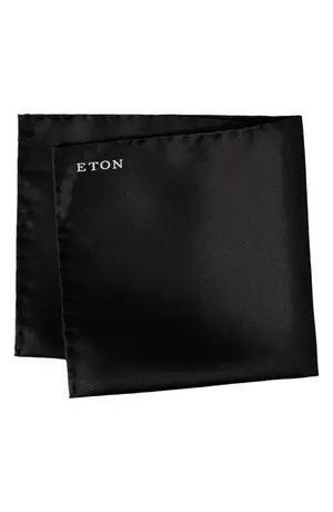 Eton Silk Pocket Square Black