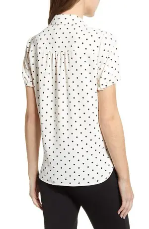 Anne Klein Dot Print Blouse - Anne White/anne Black