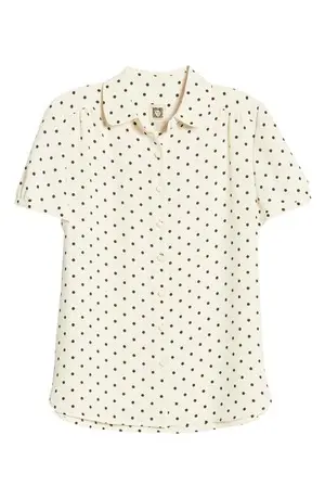 Anne Klein Dot Print Blouse - Anne White/anne Black