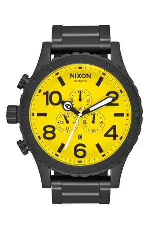 Nixon Nixon Chronograph Bracelet Watch Black/ Yellow/ Black