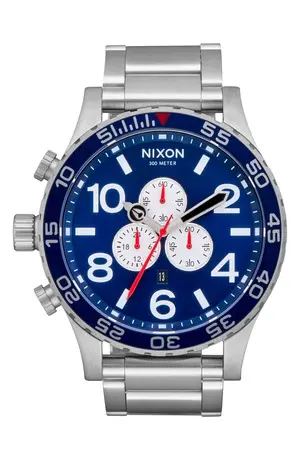 Nixon Nixon Chronograph Bracelet Watch Navy Sunray / Silver