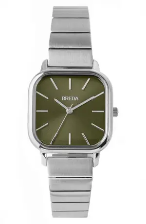 BREDA BREDA Esther Gold Plated Stainless Steel Link Bracelet Watch Silver/ Silver/ Moss