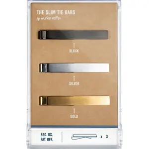 Würkin Stiffs Set Of 3 Slim Tie Bars - Gold
