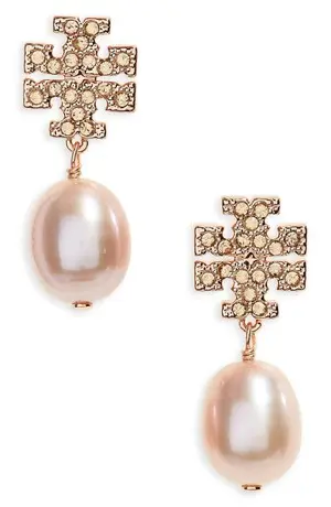 Tory Burch Tory Burch Kira Pearl Drop Earrings Rose Gold/pearl
