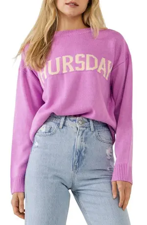English Factory Motif Crewneck Sweater - Lavender