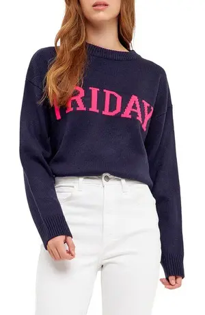 English Factory Motif Crewneck Sweater Twilight
