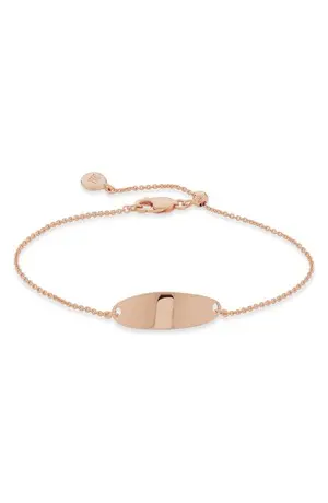 Monica Vinader Monica Vinader Nura Tiny Oval Plate Bracelet Rose Gold