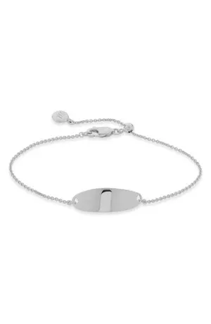 Monica Vinader Monica Vinader Nura Tiny Oval Plate Bracelet Silver